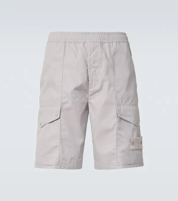 Stone Island Ghost Cotton Canvas Cargo Shorts - Grey
