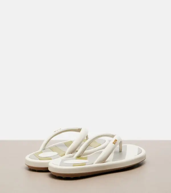 TOD'S Striped Leather Thong Sandals