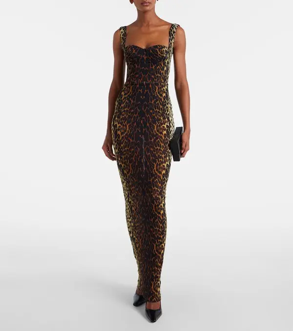 Alex Perry Leopard-print Mesh Gown
