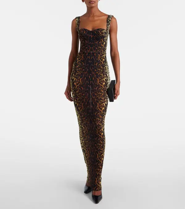 Alex Perry Leopard-print Mesh Gown