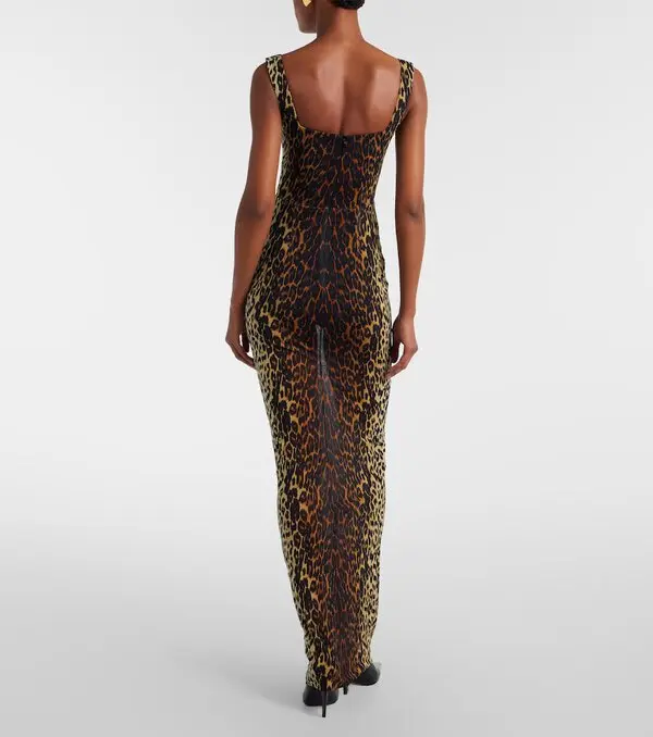 Alex Perry Leopard-print Mesh Gown