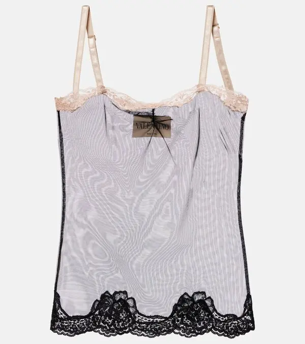 Valentino Garavani Lace-trimmed Mesh Camisole - Black