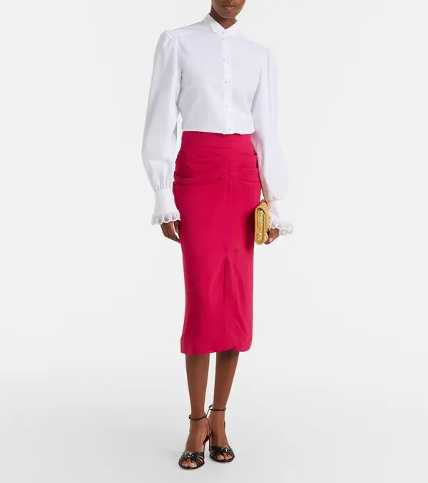 Valentino Garavani Gathered Crêpe Pencil Skirt - Pink