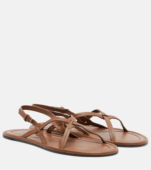 THE ROW Malick Strap Leather Sandals - Brown