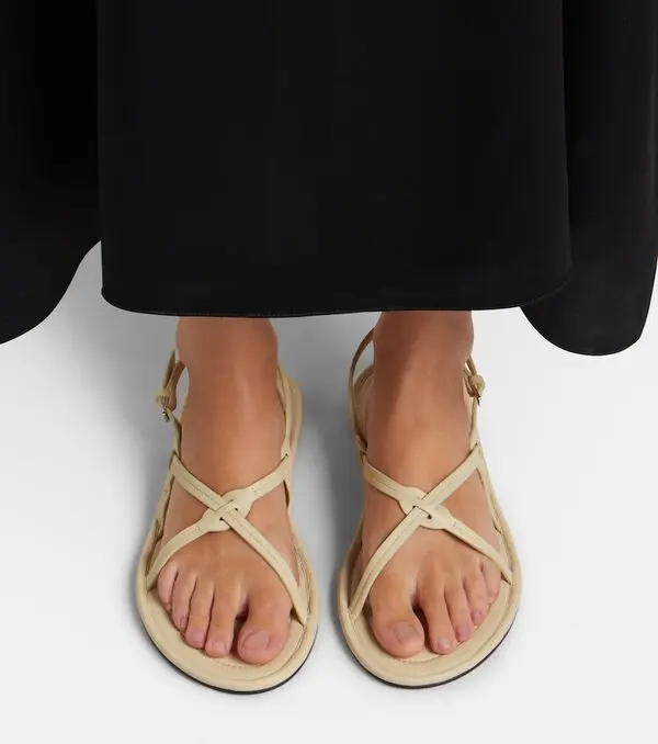 THE ROW Malick Strap Leather Sandals - White