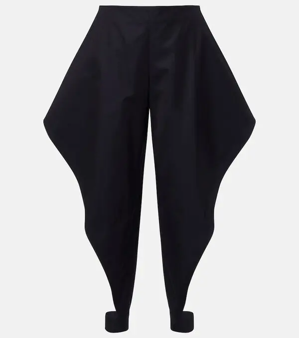 Alaïa Ruffled Cotton Gabardine Tapered Pants