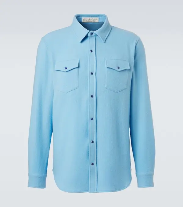 GOD'S TRUE CASHMERE Lagoon Cashmere Shirt With Lapis Lazuli - Blue
