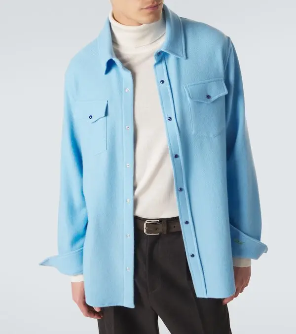 GOD'S TRUE CASHMERE Lagoon Cashmere Shirt With Lapis Lazuli - Blue
