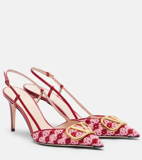 Valentino Garavani Vlogo Signature Crochet Slingback Pumps - Pink