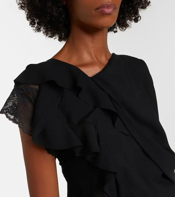 Junya Watanabe Asymmetric Lace-trimmed Midi Dress