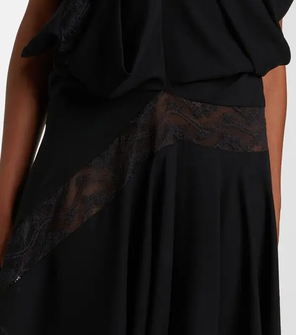 Junya Watanabe Asymmetric Lace-trimmed Midi Dress