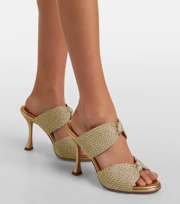 AQUAZZURA Smile Raffia-effect Mules