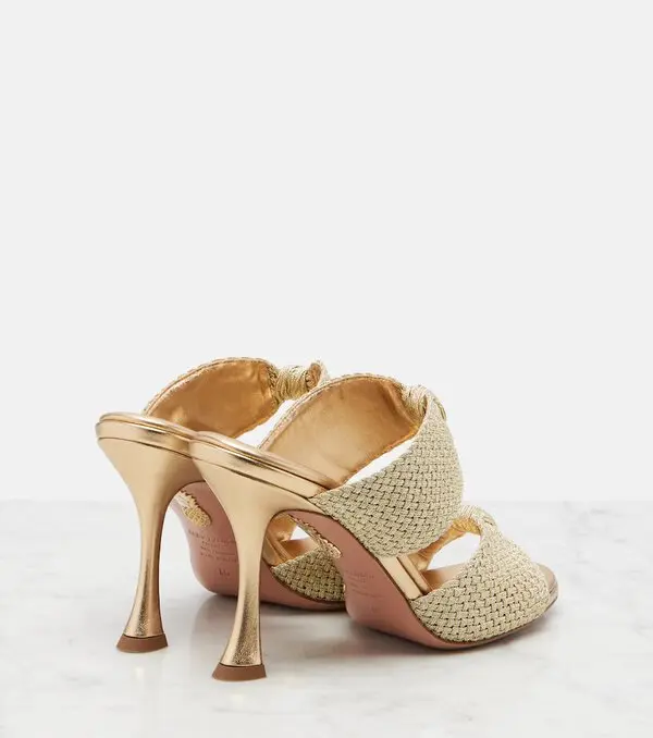 AQUAZZURA Smile Raffia-effect Mules