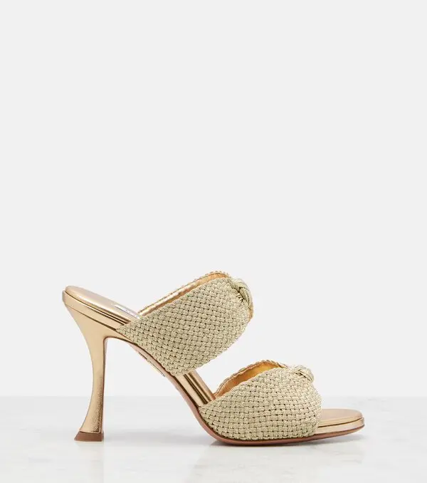 AQUAZZURA Smile Raffia-effect Mules