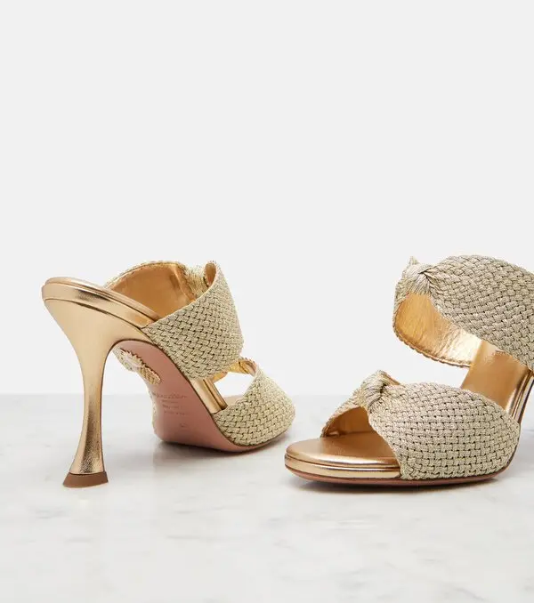 AQUAZZURA Smile Raffia-effect Mules