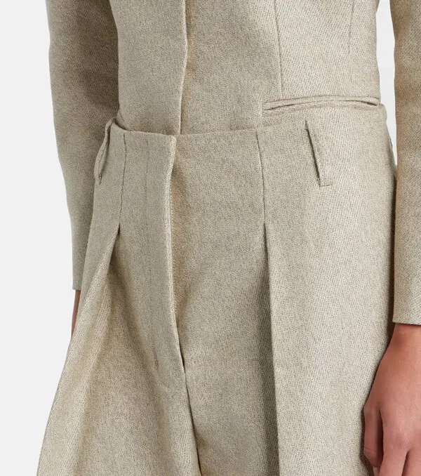 Jacquemus Ovalo Cotton And Linen Barrel-leg Pants - Beige