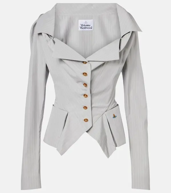 VIVIENNE WESTWOOD Monday Pinstripe Peplum Shirt - Grey