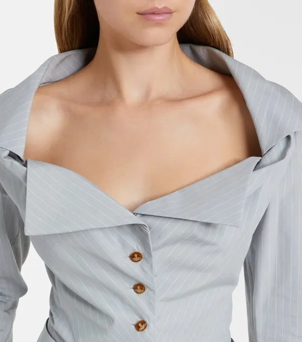 VIVIENNE WESTWOOD Monday Pinstripe Peplum Cotton Shirt