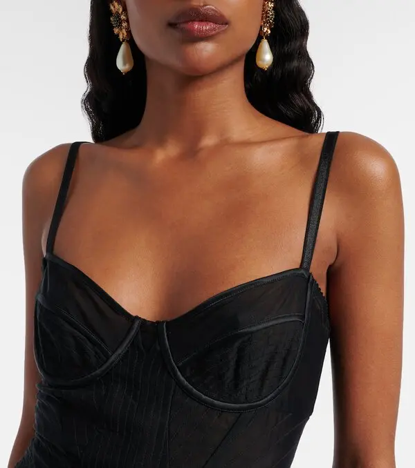 Dolce & Gabbana Ruched Sheer Tulle Minidress