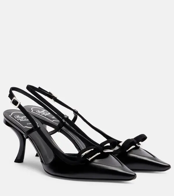 ROGER VIVIER Virgule 75 Leather Slingback Pumps - Black