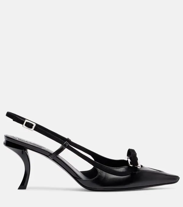 ROGER VIVIER Virgule 75 Leather Slingback Pumps - Black