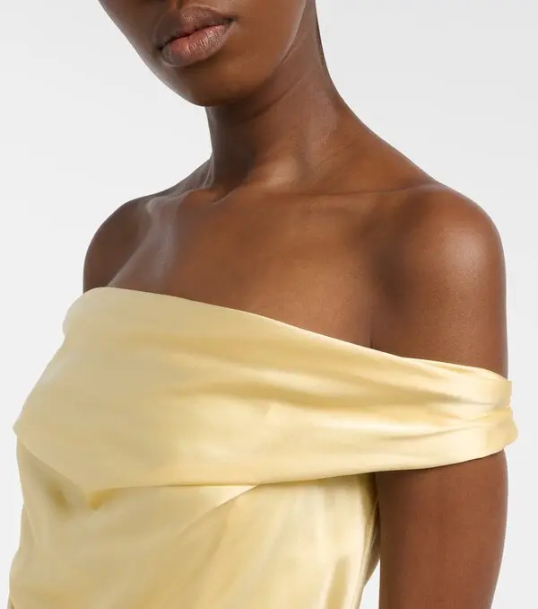 THE SEI Bardot Draped Silk Charmeuse Gown