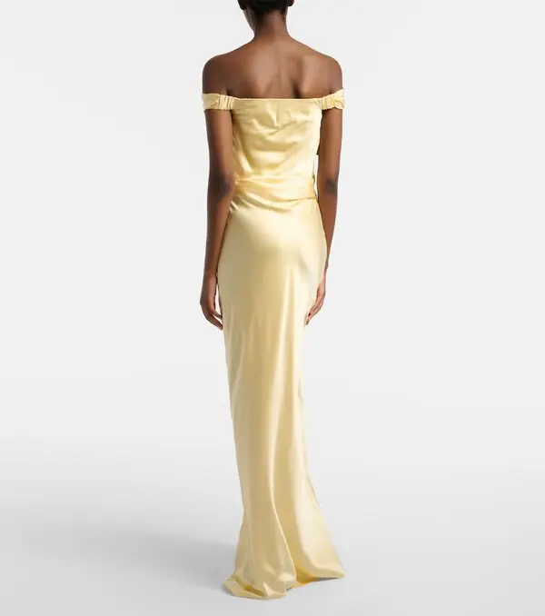 THE SEI Bardot Draped Silk Charmeuse Gown