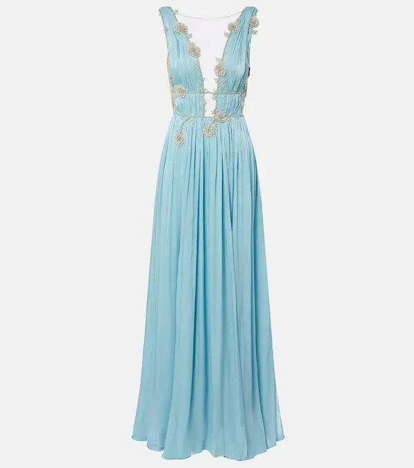 Costarellos Embellished Gown - Blue