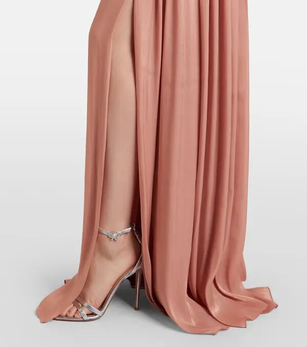 Costarellos Embellished Ruched Georgette Gown - Pink