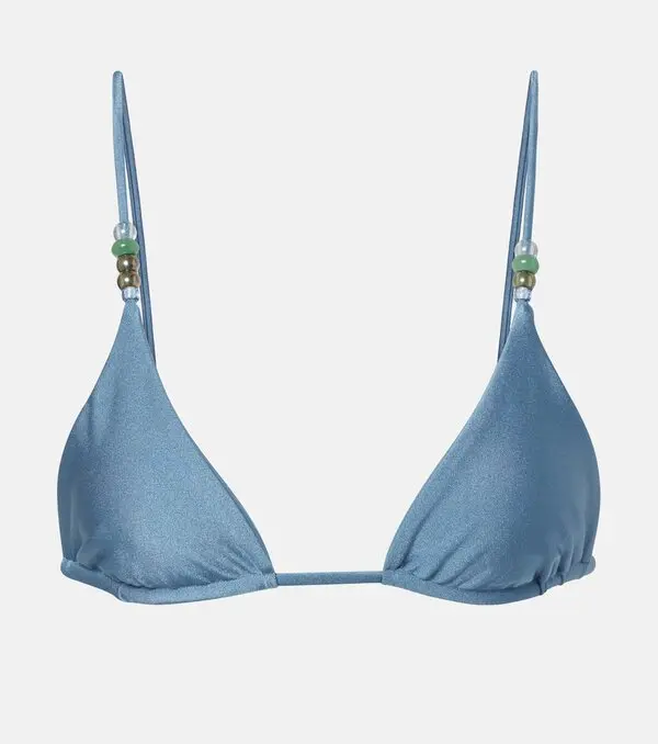 Jade Swim Via Beaded Bikini Top - Blue