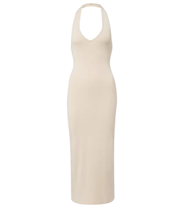 NILI LOTAN Stevie Cotton Jersey Midi Dress - Beige