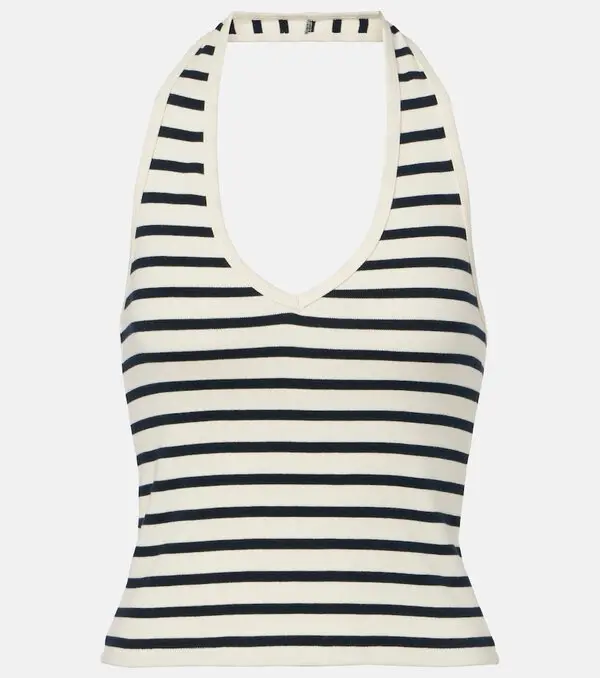 NILI LOTAN Britt Striped Halterneck Top - White