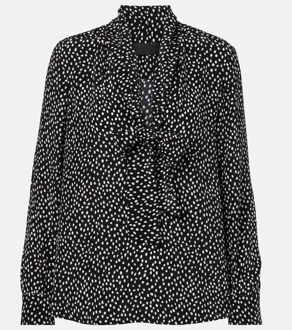 NILI LOTAN Janese Bow-detail Polka-dot Silk Blouse - Black