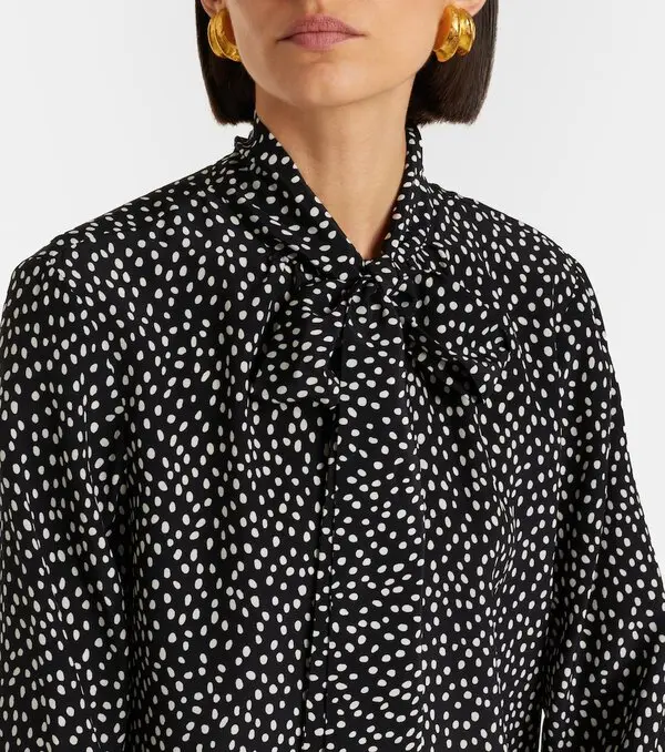 NILI LOTAN Janese Bow-detail Polka-dot Silk Blouse
