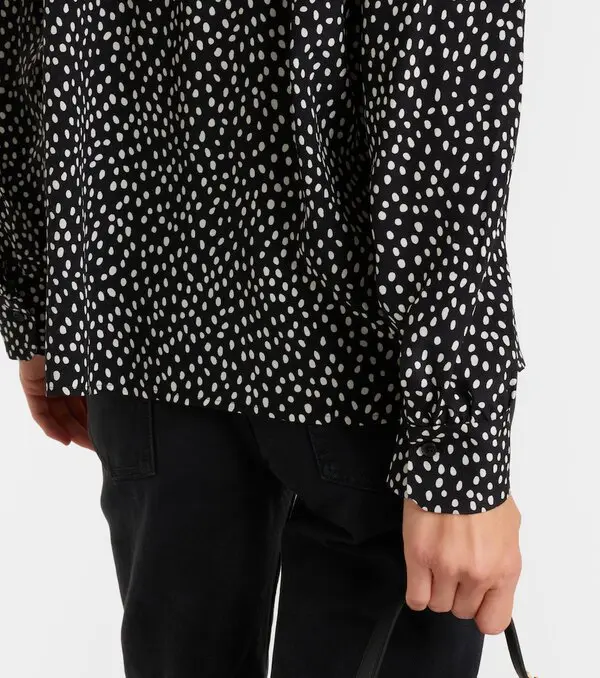 NILI LOTAN Janese Bow-detail Polka-dot Silk Blouse