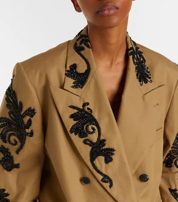 Dries Van Noten Embellished Cotton Double-breasted Blazer