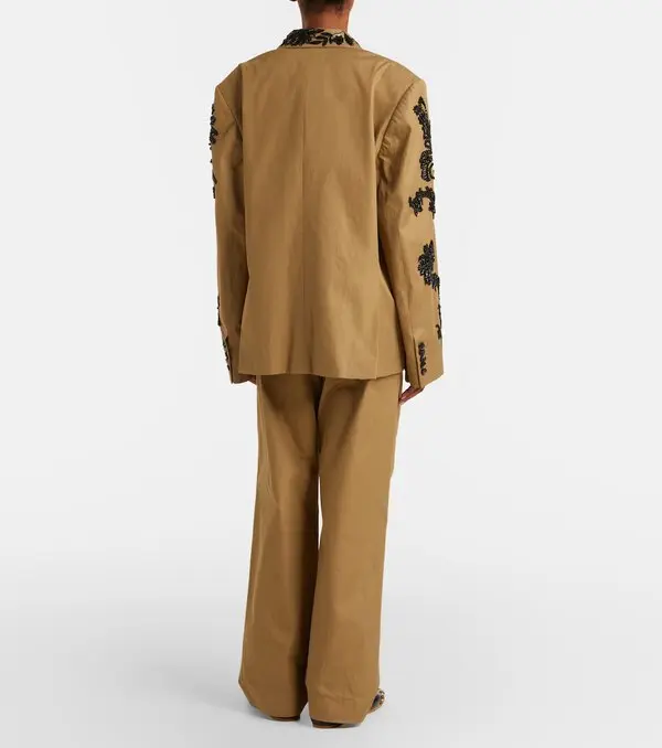 Dries Van Noten Cotton Wide-leg Trousers - Beige