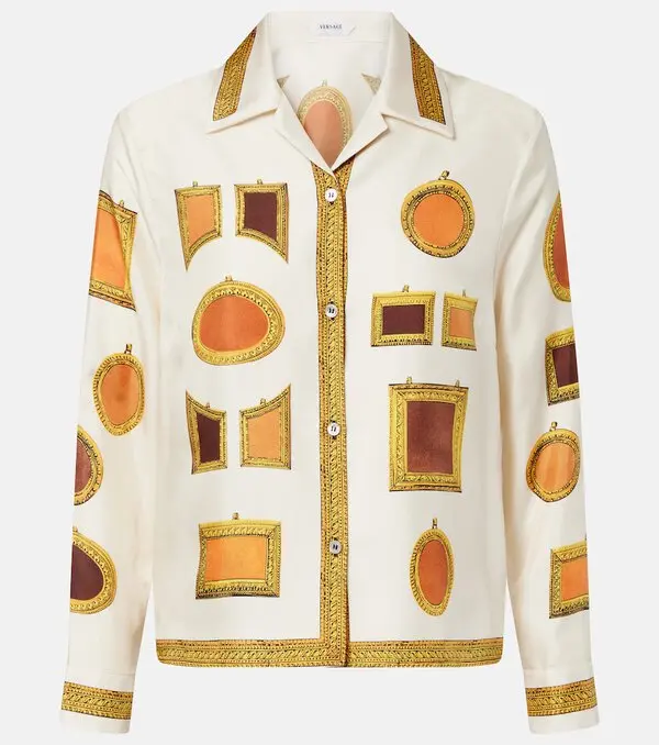 Versace Printed Silk Twill Shirt - White