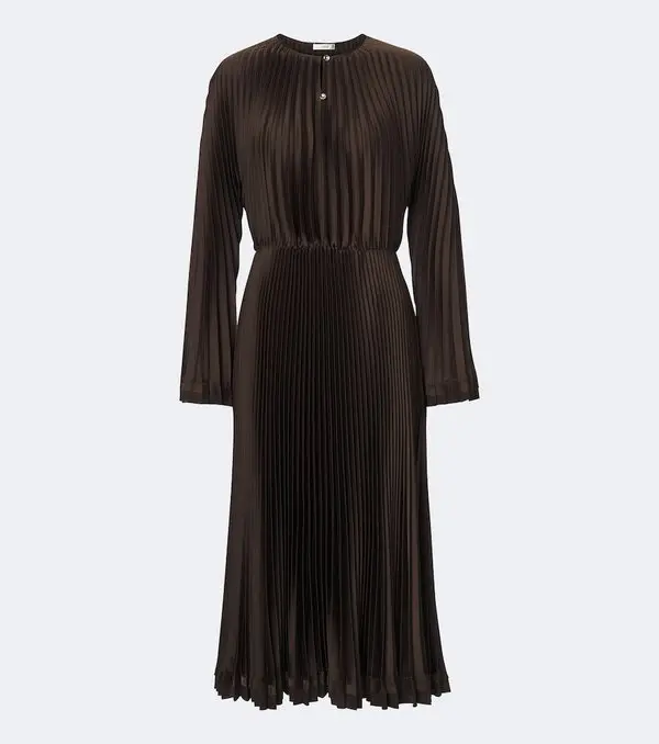 Vince Pleated Midi Dress - Brown