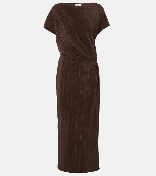 Vince Pleated Midi Dress - Brown