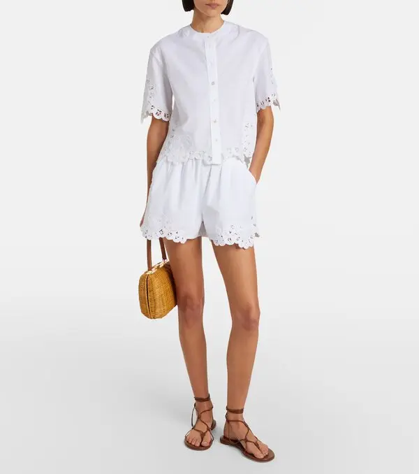 Veronica Beard Aleck Embroidered Cotton Shirt