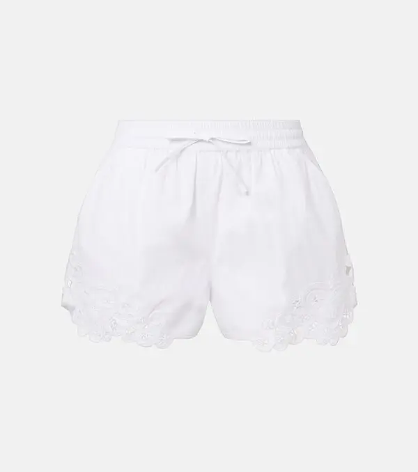 Veronica Beard Vivaldi Embroidered Cotton Shorts - White