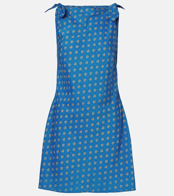 DÔEN Maltina Cotton And Silk Minidress - Blue