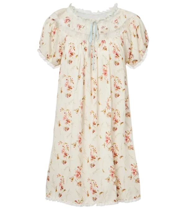 DÔEN Floral Lace-trimmed Cotton Poplin Mini Dress - White