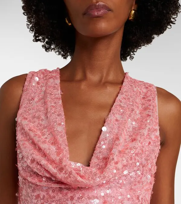 David Koma Sequined Draped Gown - Pink