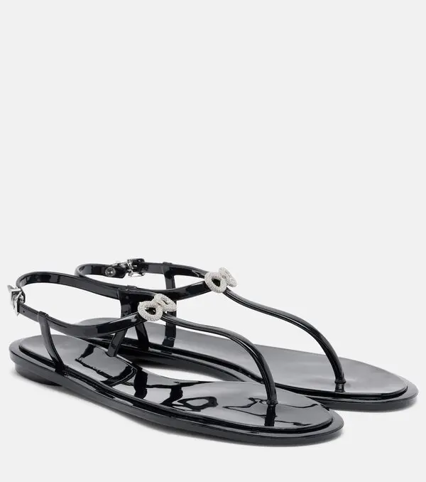 Mach & Mach Riviera Embellished Thong Sandals - Black