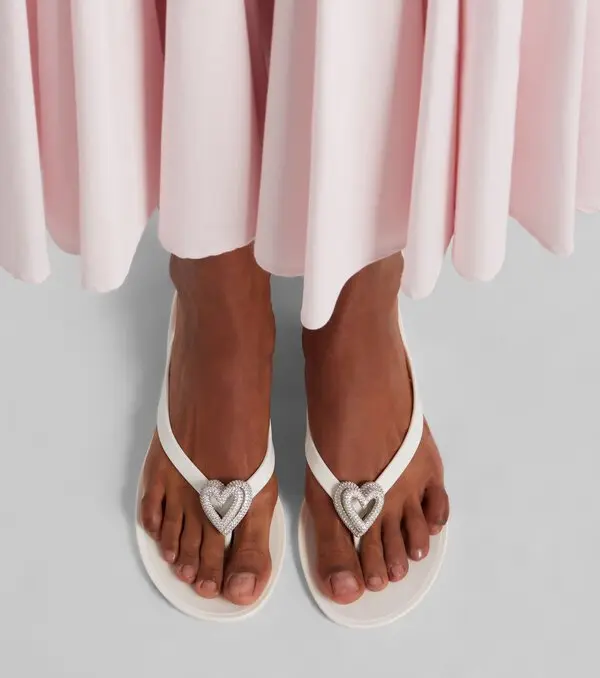 Mach & Mach Riviera Embellished Thong Sandals - White