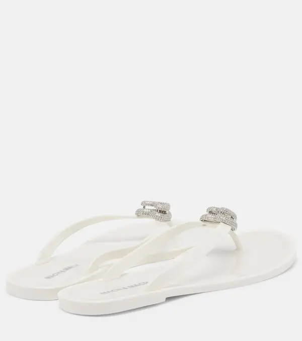 Mach & Mach Riviera Embellished Thong Sandals - White