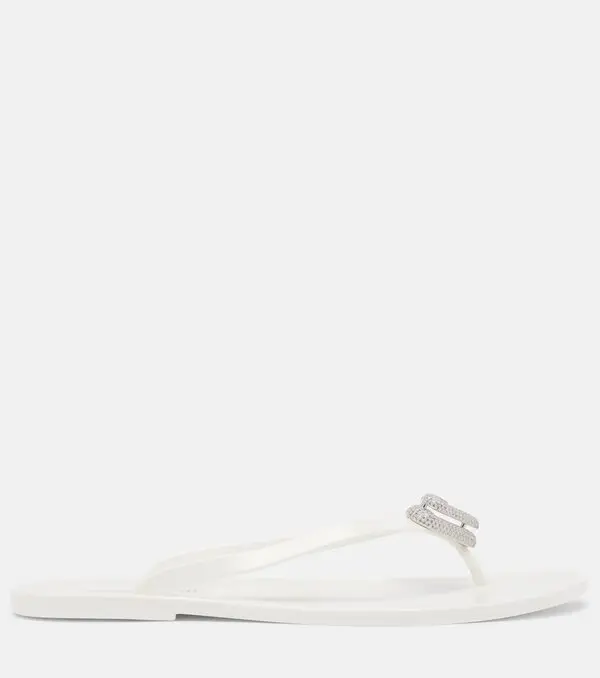 Mach & Mach Riviera Embellished Thong Sandals - White