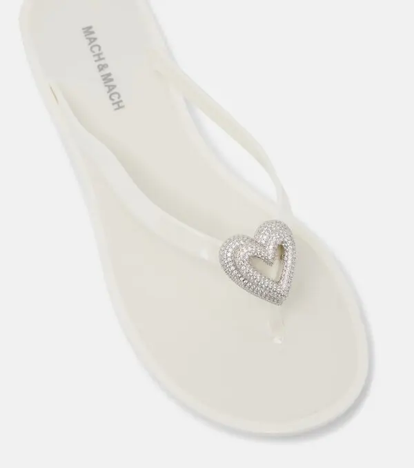Mach & Mach Riviera Embellished Thong Sandals - White